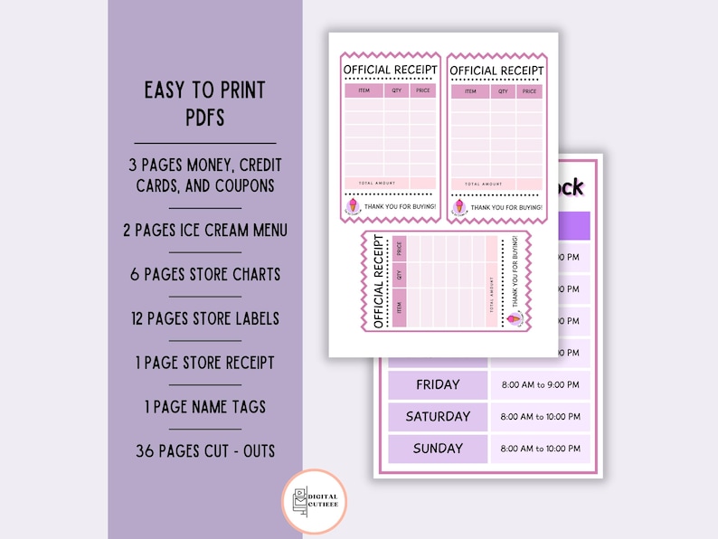 Ice Cream Parlor Pretend Play Printable Pretend Play Printable Bundle ...