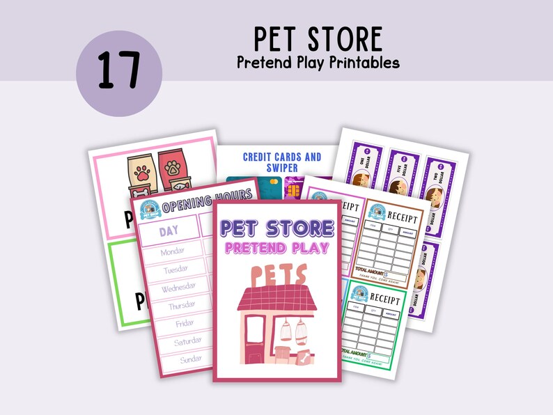 Pet Store Pretend Play Printables for Kids Preschool Pre K A4 Digital ...