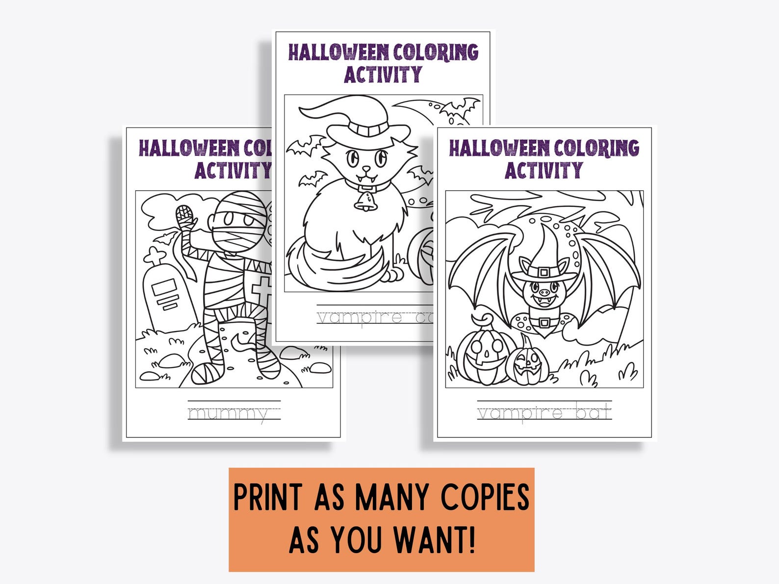 Halloween Coloring Tracing Worksheet for Kids Halloween Coloring ...