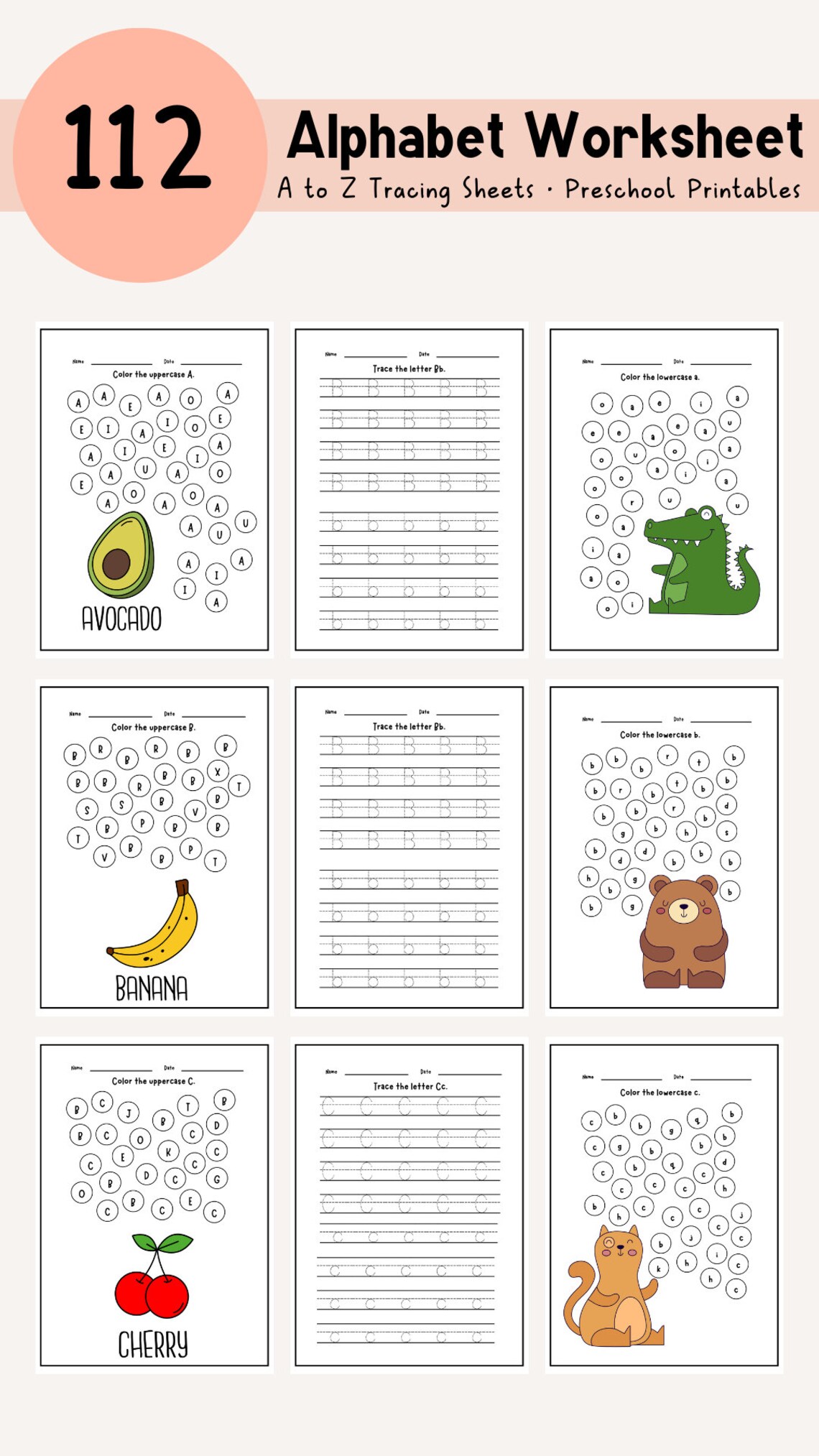 Alphabet Worksheets Preschool Printables for Kids Worksheets Preschool ...