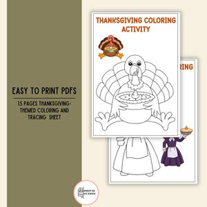 Thanksgiving Tracing Coloring Activity Worksheet Thanksgiving Tracing ...