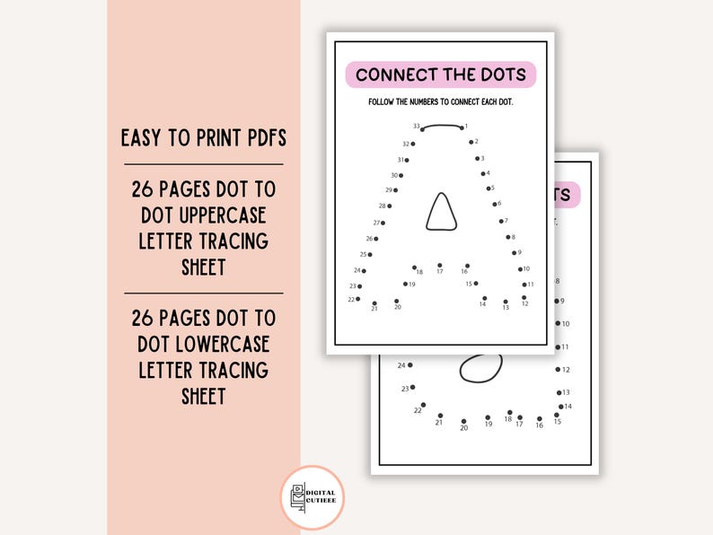 Dot to Dot Alphabet Tracing Printables Preschool Dot to Dot Worksheet ...