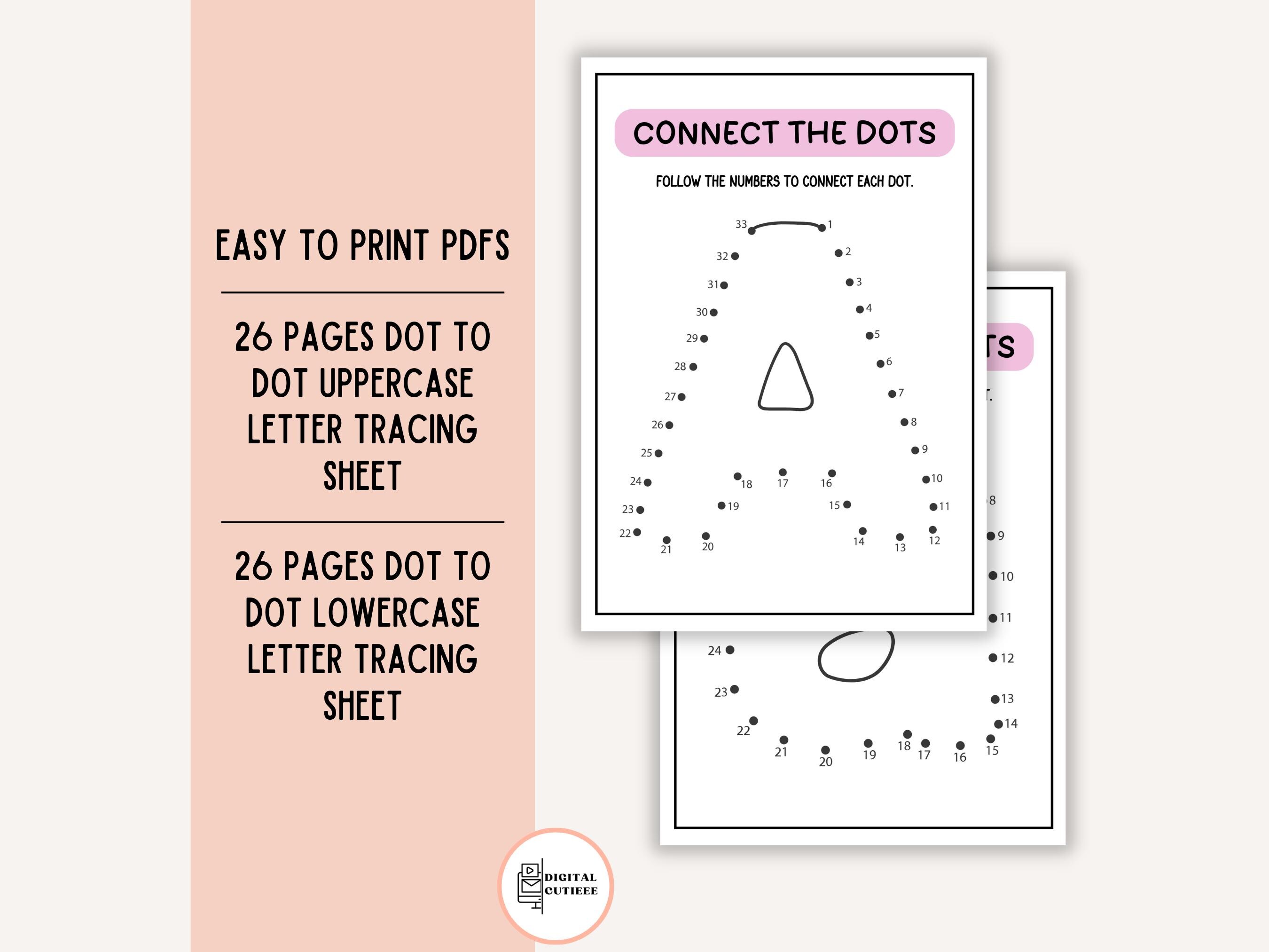 Dot to Dot Alphabet Tracing Printables Preschool Dot to Dot Worksheet ...