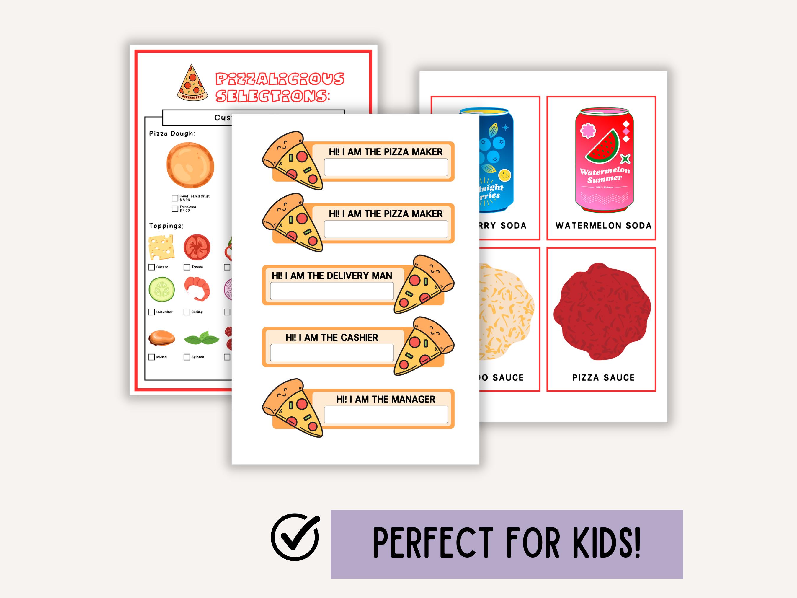 Pizza Pretend Play Printables for Kids Pizza Parlor Dramatic Play ...