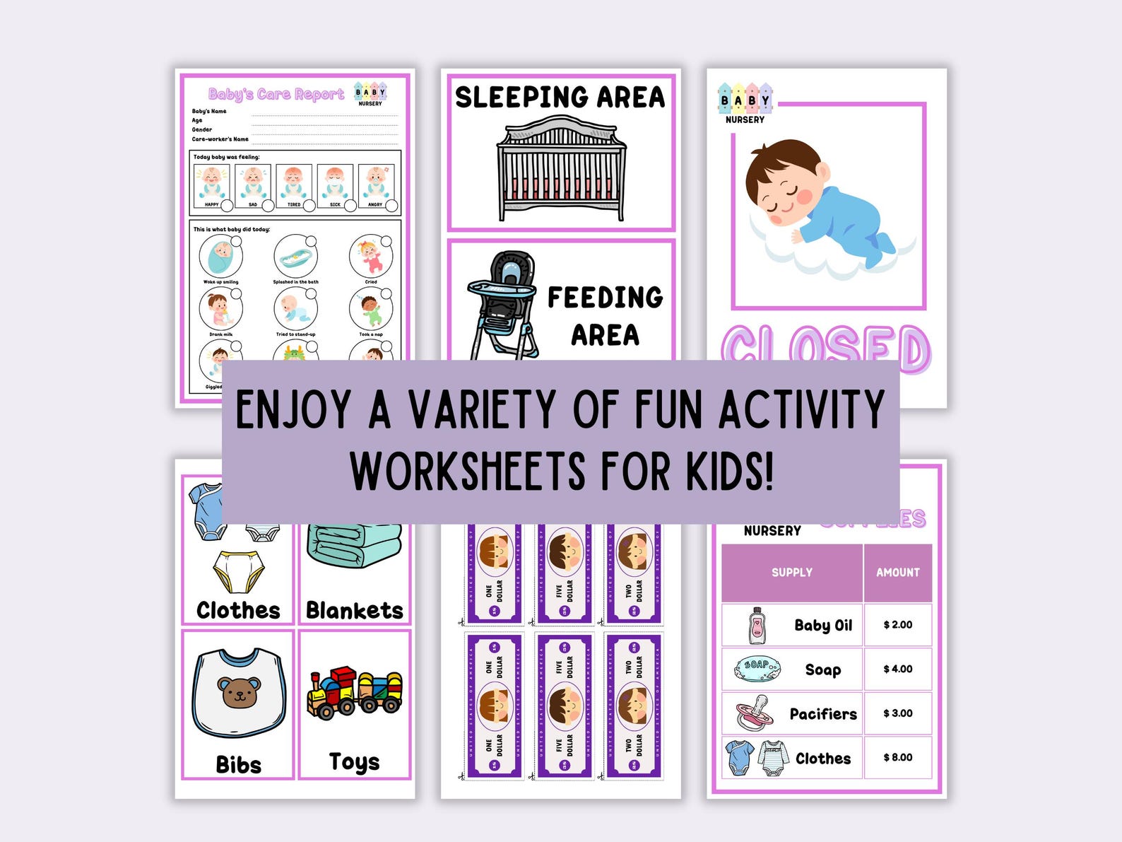 Baby Nursery Pretend Play Printables for Kids Dramatic Play Printables ...