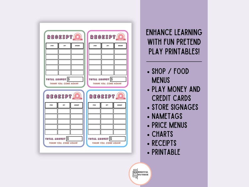 Pretend Play Printables 9 Packs for Kids Preschool Pre K A4 Digital ...