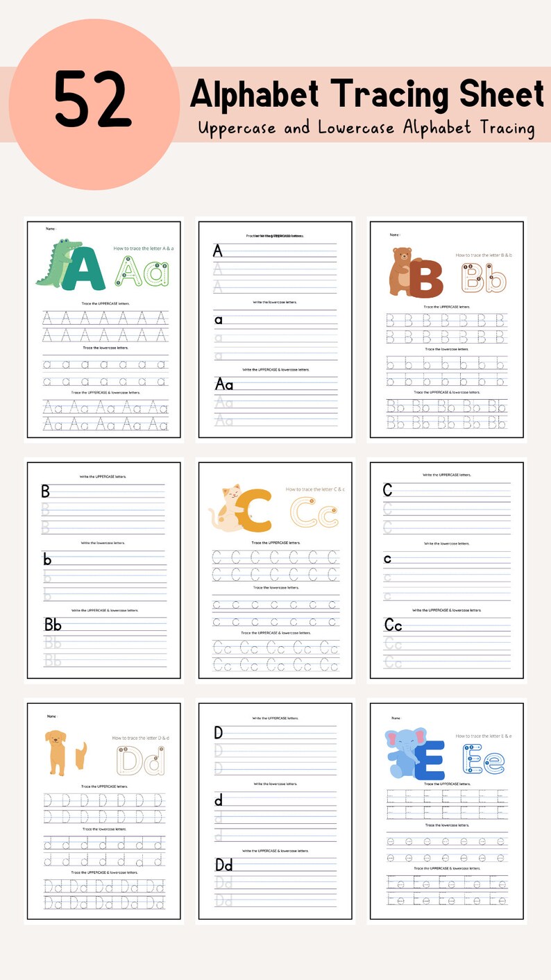 Preschool Alphabet Tracing Worksheets Printable Alphabet Tracing ...