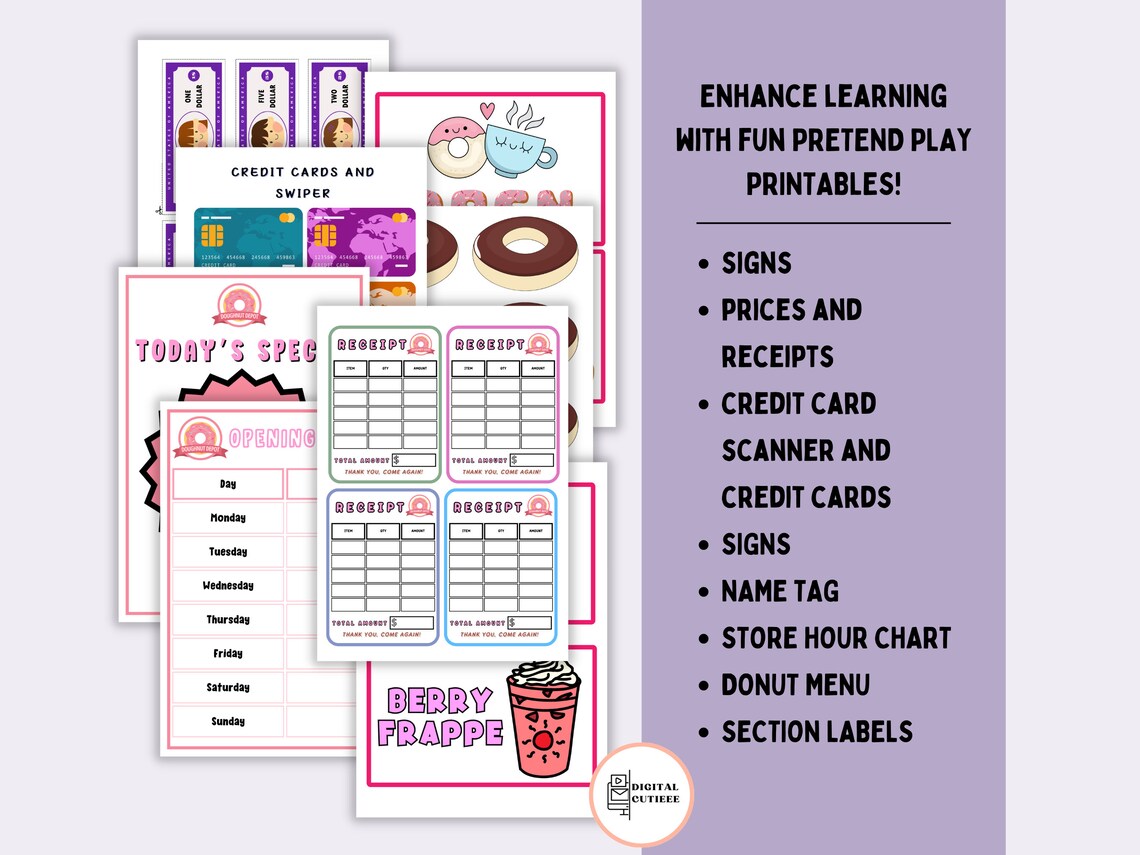 Doughnut Shop Pretend Play Printable Pretend Play Printable Bundle ...