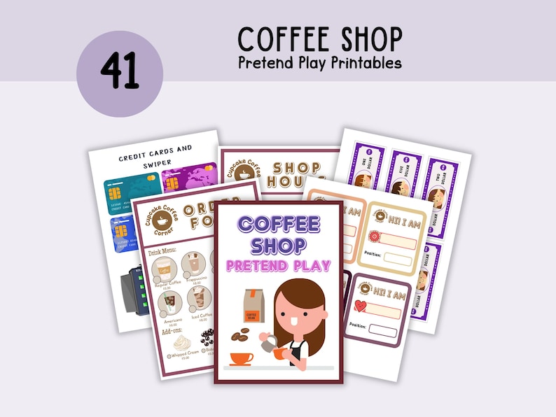 Coffee Shop Pretend Play Printables for Kids Preschool Pre K A4 Digital ...