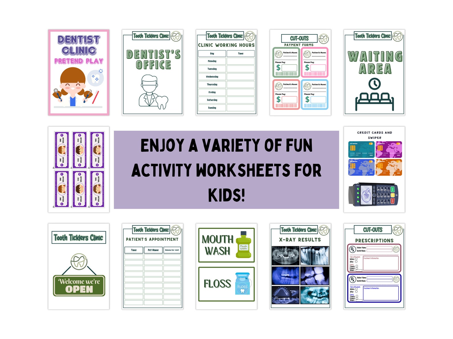 Dentist Clinic Pretend Play Printable Pretend Play Printable Bundle ...