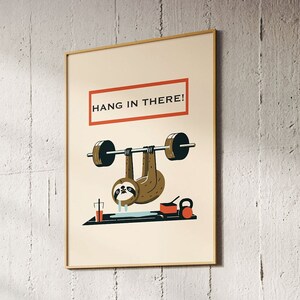 Sloth in the Gym Wall Art Print for Quirky Style I Unframed Poster and ...