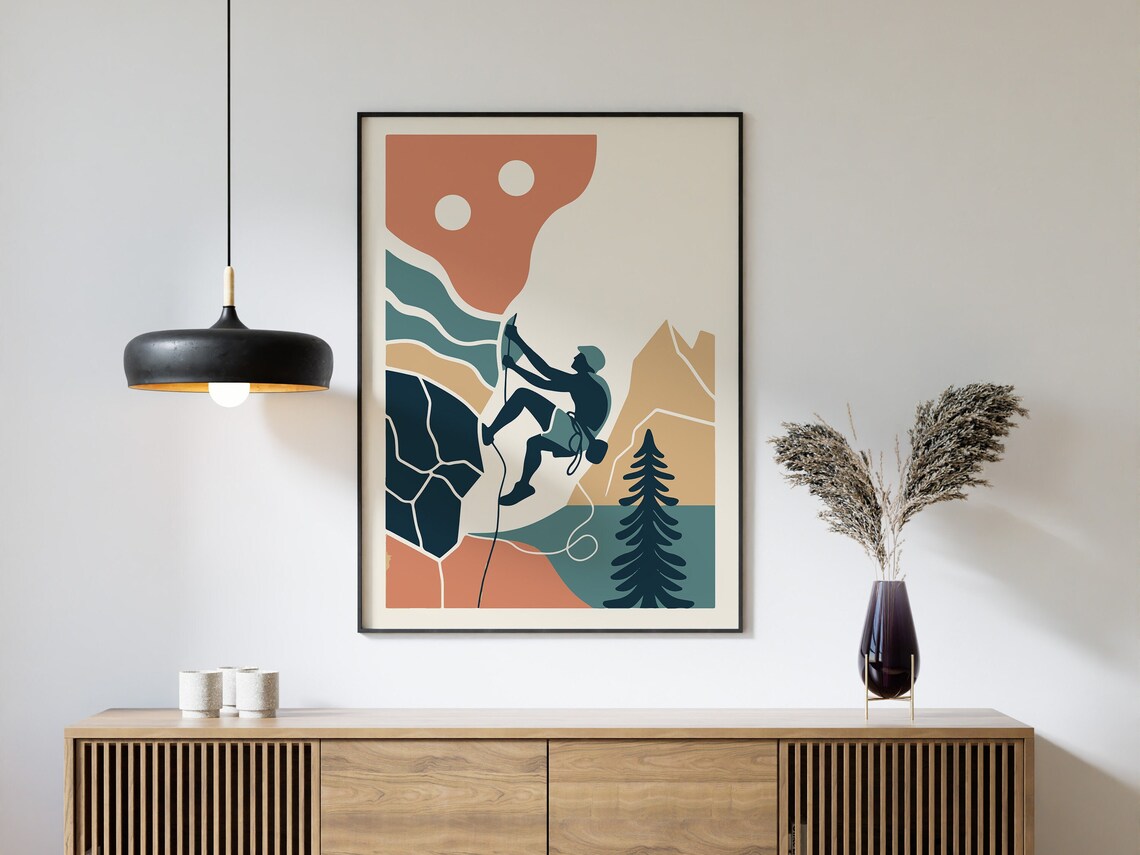 Framed Mountain Climber Wall Art Poster for Climbing Enthusiasts ...