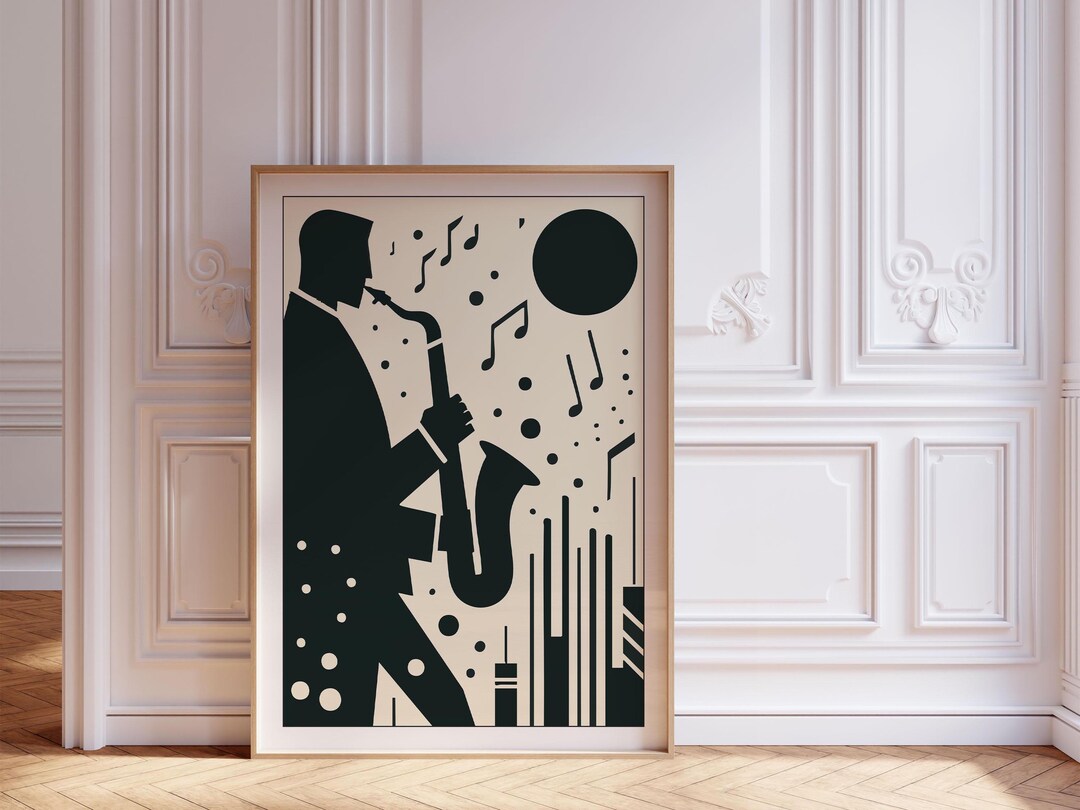 Framed Saxophone Player Wall Art Print for Cool Musician Gift I ...