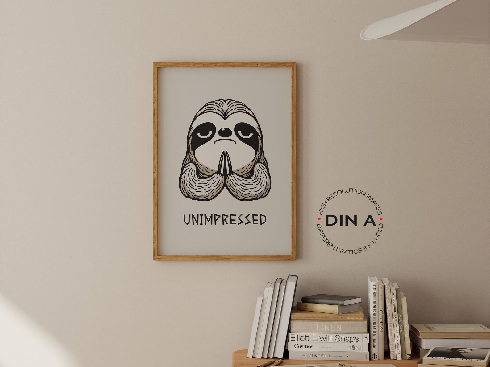 Unimpressed Sloth Digital Print Download for Funny Minimalist Wall Art ...
