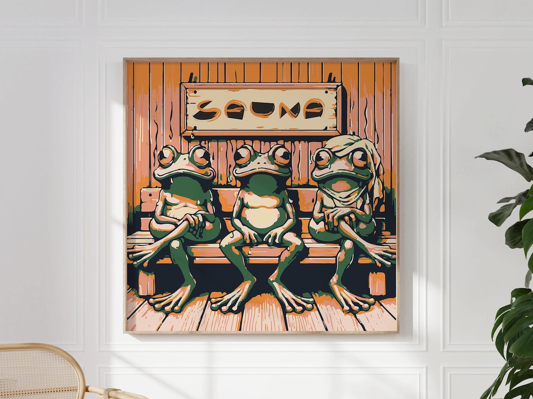 Frogs Sweating in the Sauna Poster for Cool Nordic Wall Art I Square ...
