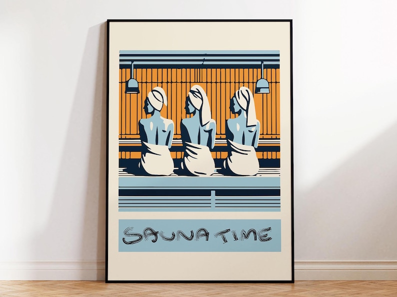 Three Women in the Sauna Poster for Bathroom Wall Art I Sauna Time ...