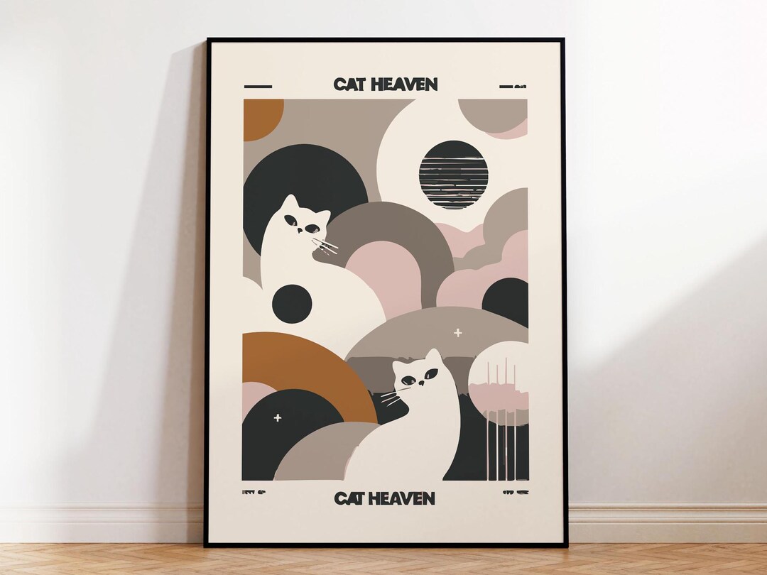 Framed Cat Lover Poster for Cool Eclectic Pastel Toned Wall Art Print ...