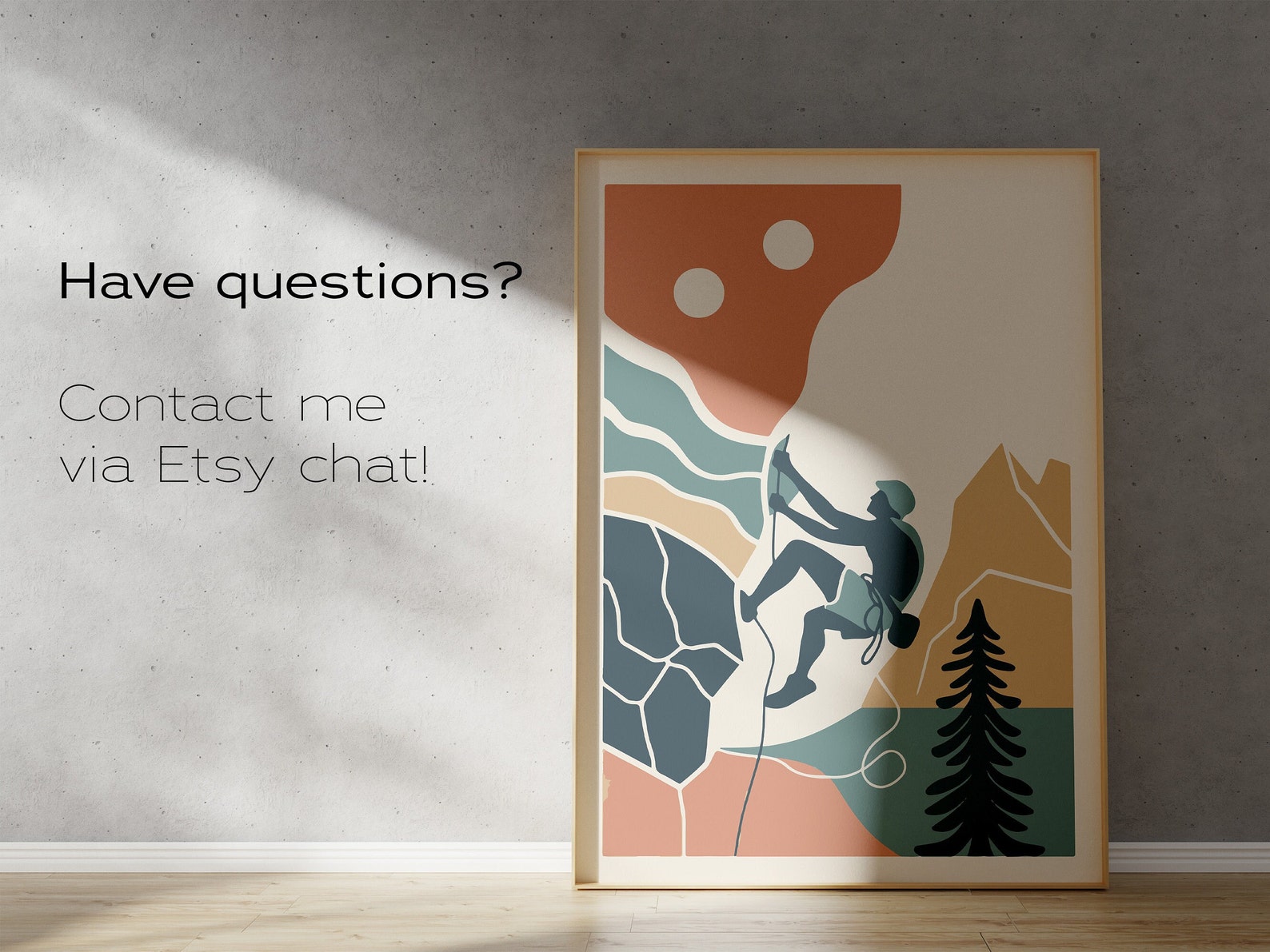 Framed Mountain Climber Wall Art Poster for Climbing Enthusiasts ...