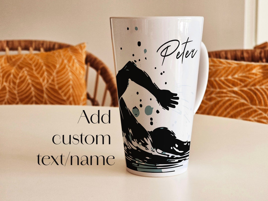 Custom Swimmer Mug With Stylish Graphic Art of Abstract Man Swimming I ...