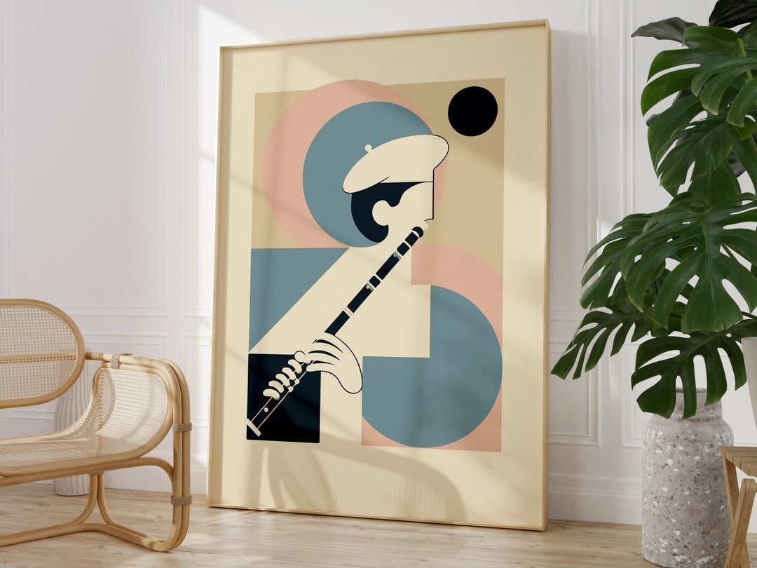 Abstract French Flutist Playing Flute Poster for Contemporary Musician ...