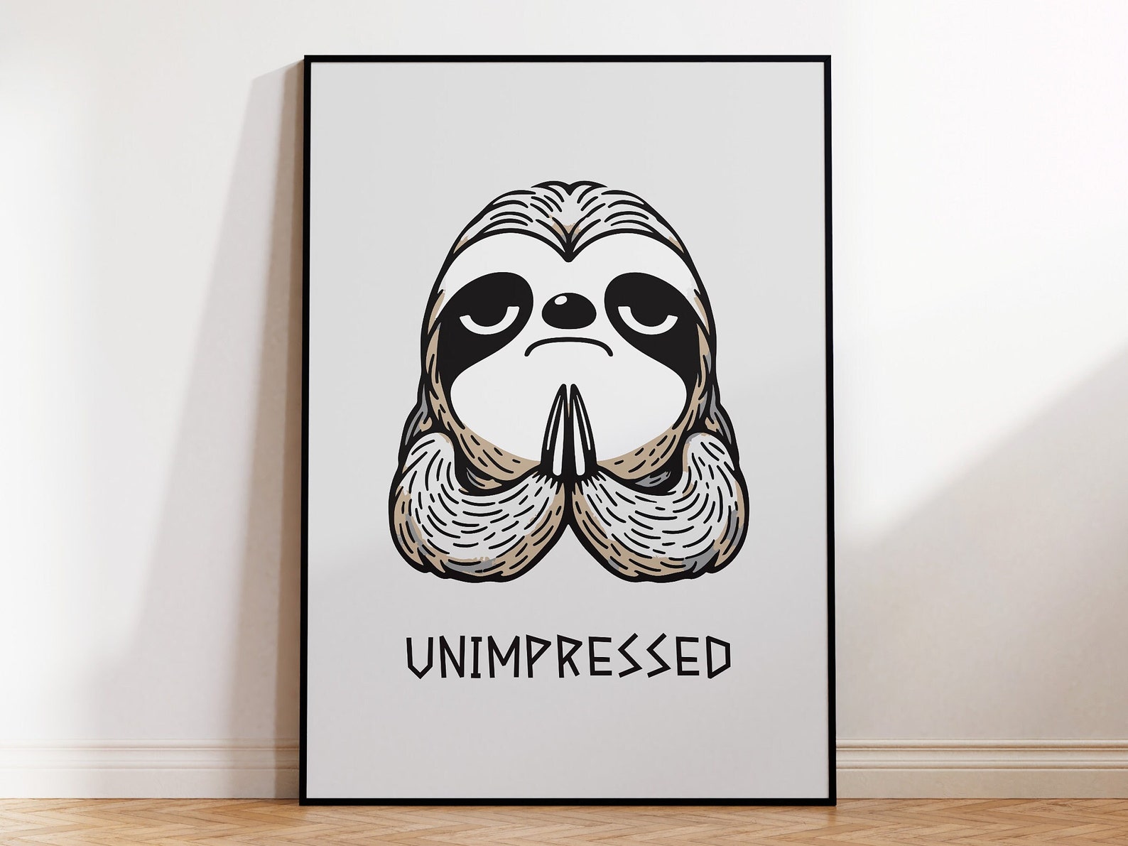 Unimpressed Sloth Digital Print Download for Funny Minimalist Wall Art ...