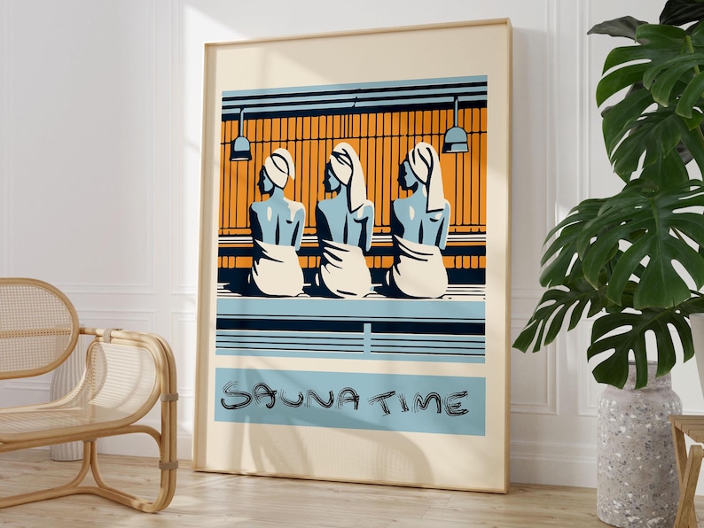 Three Women in the Sauna Poster for Bathroom Wall Art I Sauna Time ...
