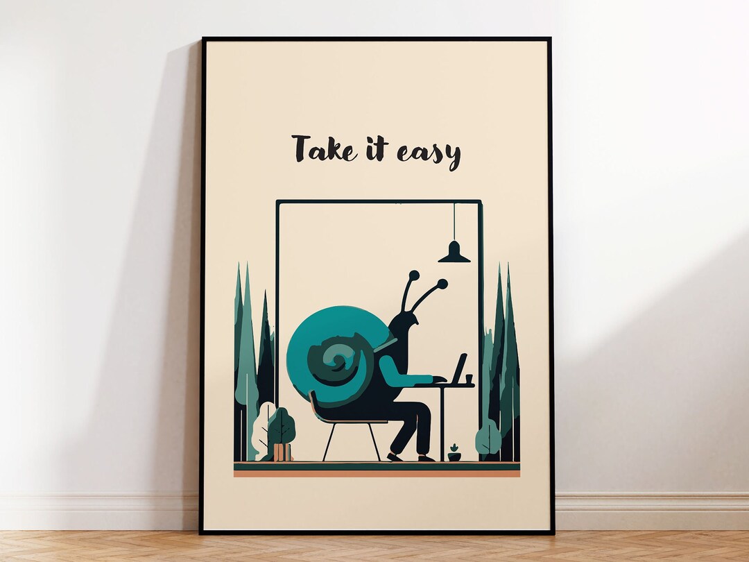Snail Working - Quirky Poster for Fun Office Wall Art I Gift for ...