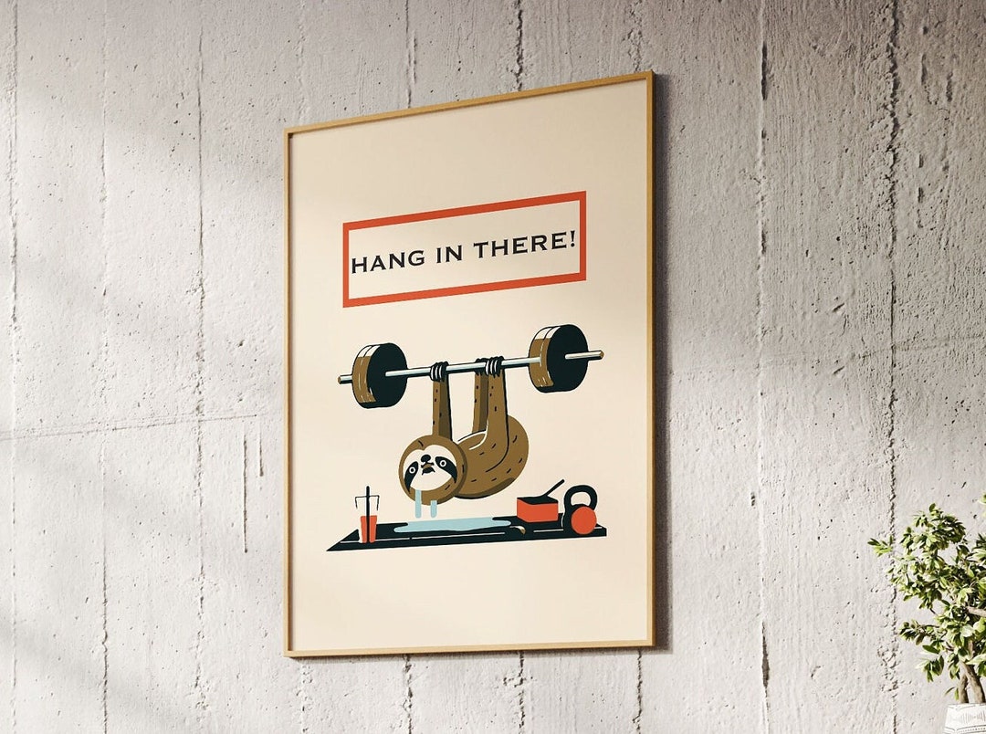 Sloth in the Gym Wall Art Print for Quirky Style I Unframed Poster and ...