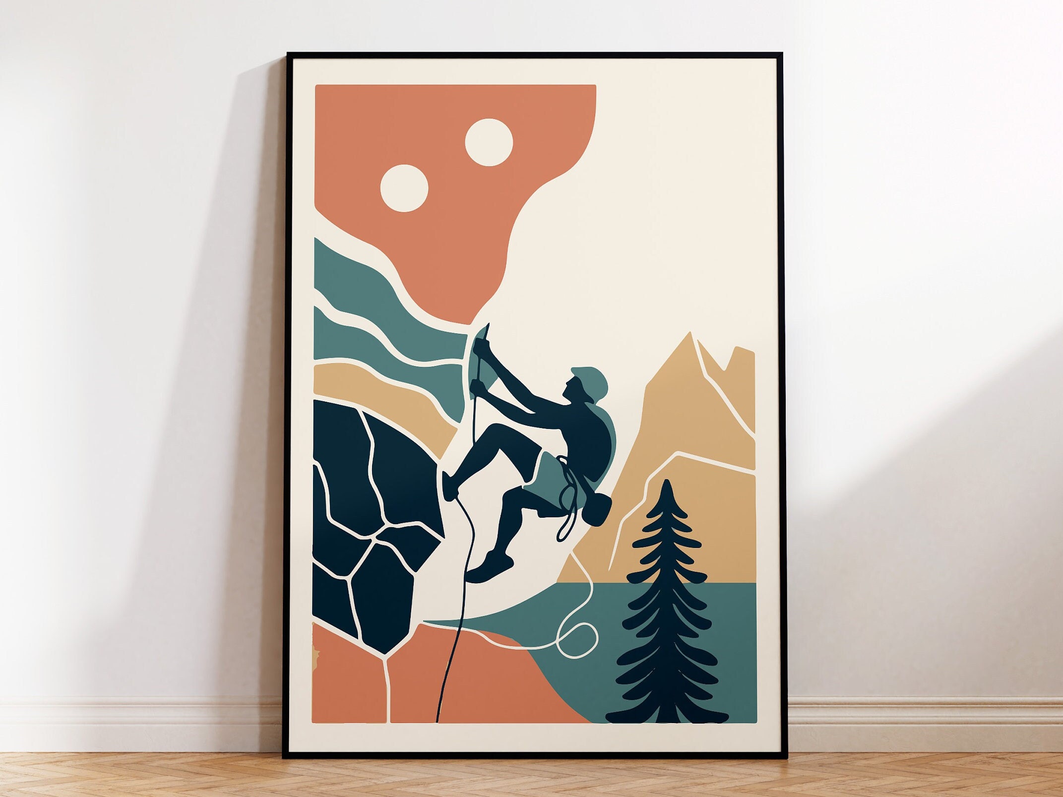 Framed Mountain Climber Wall Art Poster for Climbing Enthusiasts ...