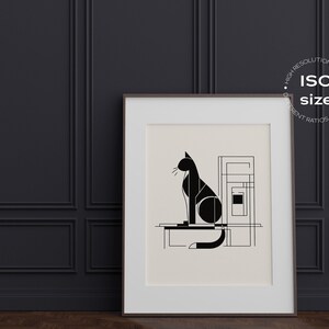 Cubist Line Art Cat Print for Contemporary Wall Decor, Minimalist Cat ...