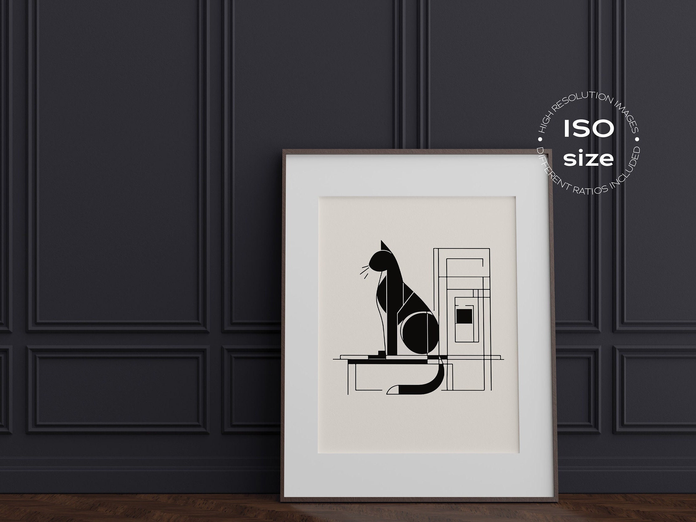 Cubist Line Art Cat Print for Contemporary Wall Decor, Minimalist Cat ...