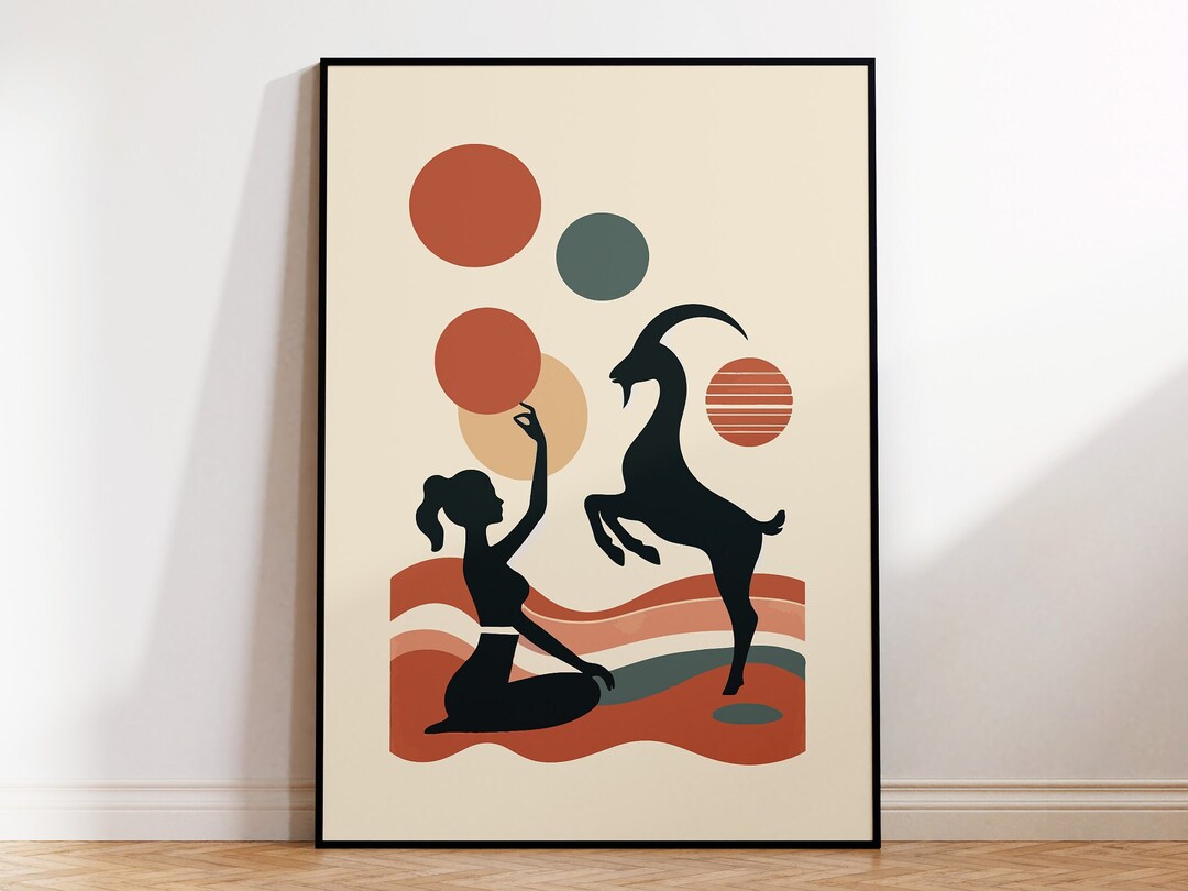 Printable Goat Yoga Graphic Artwork for Contemporary Yoga Studio Wall ...