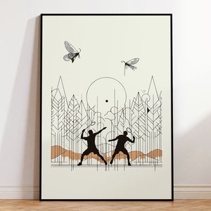 Badminton Print for Contemporary Home Wall Art I Sports Club Interior ...