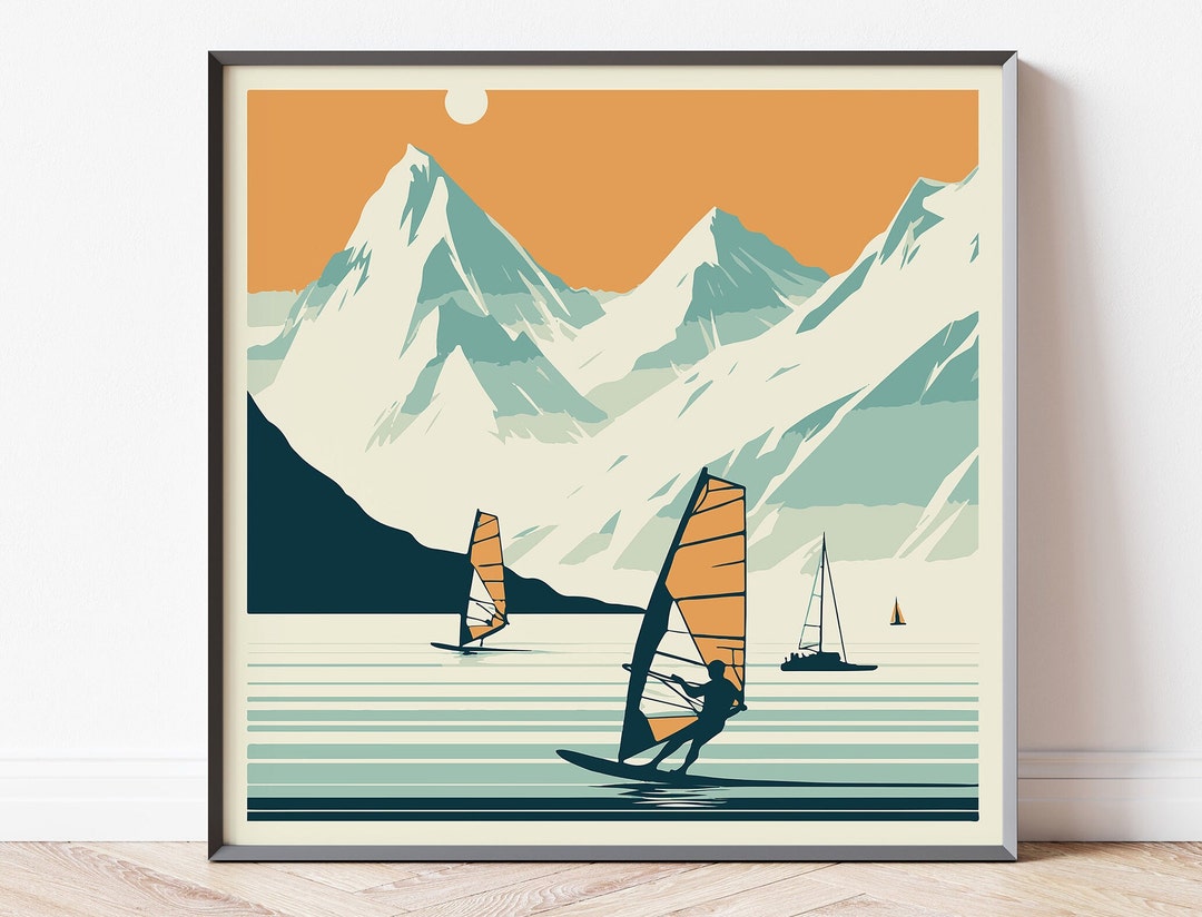 Square Windsurfing Graphic Wall Art Poster for Modern Interior I Framed ...