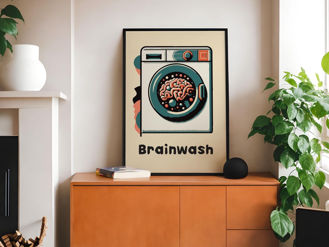 Brainwash Poster for Quirky Fun Laundry Room Wall Art I Framed Print of ...