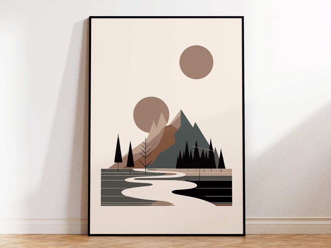 Boho Abstract Landscape Scene in Pastel Colours for Modern Bohemian ...