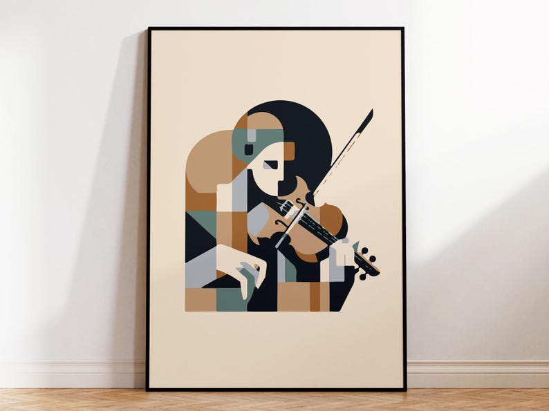 Abstract Cubist Violinist Poster for Contemporary Musician Wall Art I ...