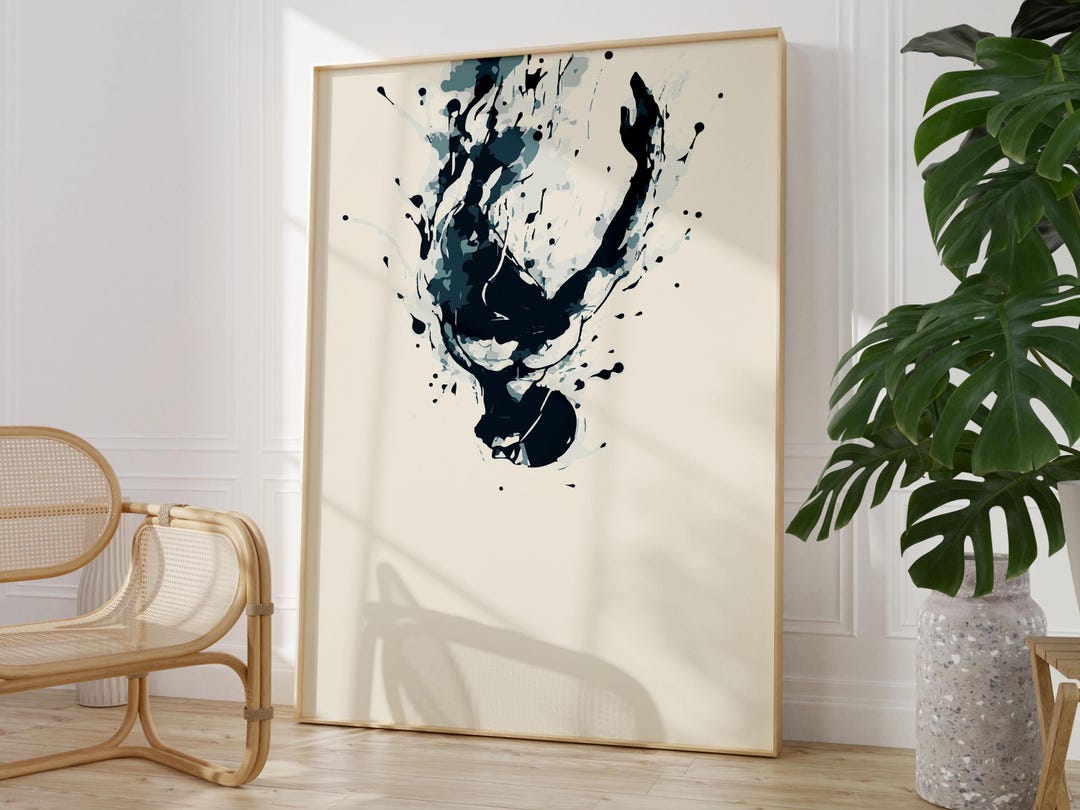 Digital Diving Swimmer Print Wall Art Poster for Stylish Swimming Decor ...