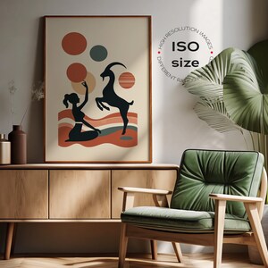 Printable Goat Yoga Graphic Artwork for Contemporary Yoga Studio Wall ...