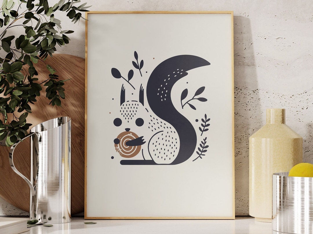 Squirrel Eating Cinnamon Bun Framed Animal Print for Cute Kitchen Wall ...