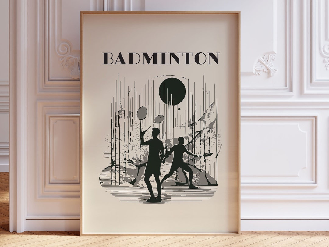 Badminton Poster for Sports Club Wall Art I Two Abstract Badminton ...