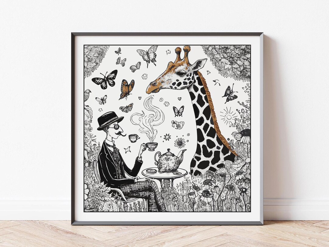 Surrealist Artwork of Giraffe Having Tea With a Gentleman I Surrealism ...
