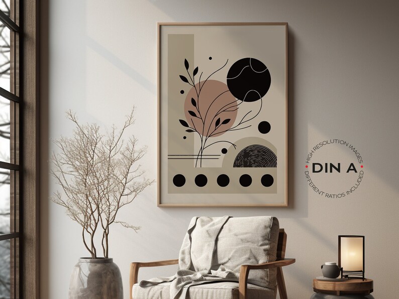 Printable Japandi Poster for Modern Scandinavian Home Wall Art, Abstract Print With Line Art ...