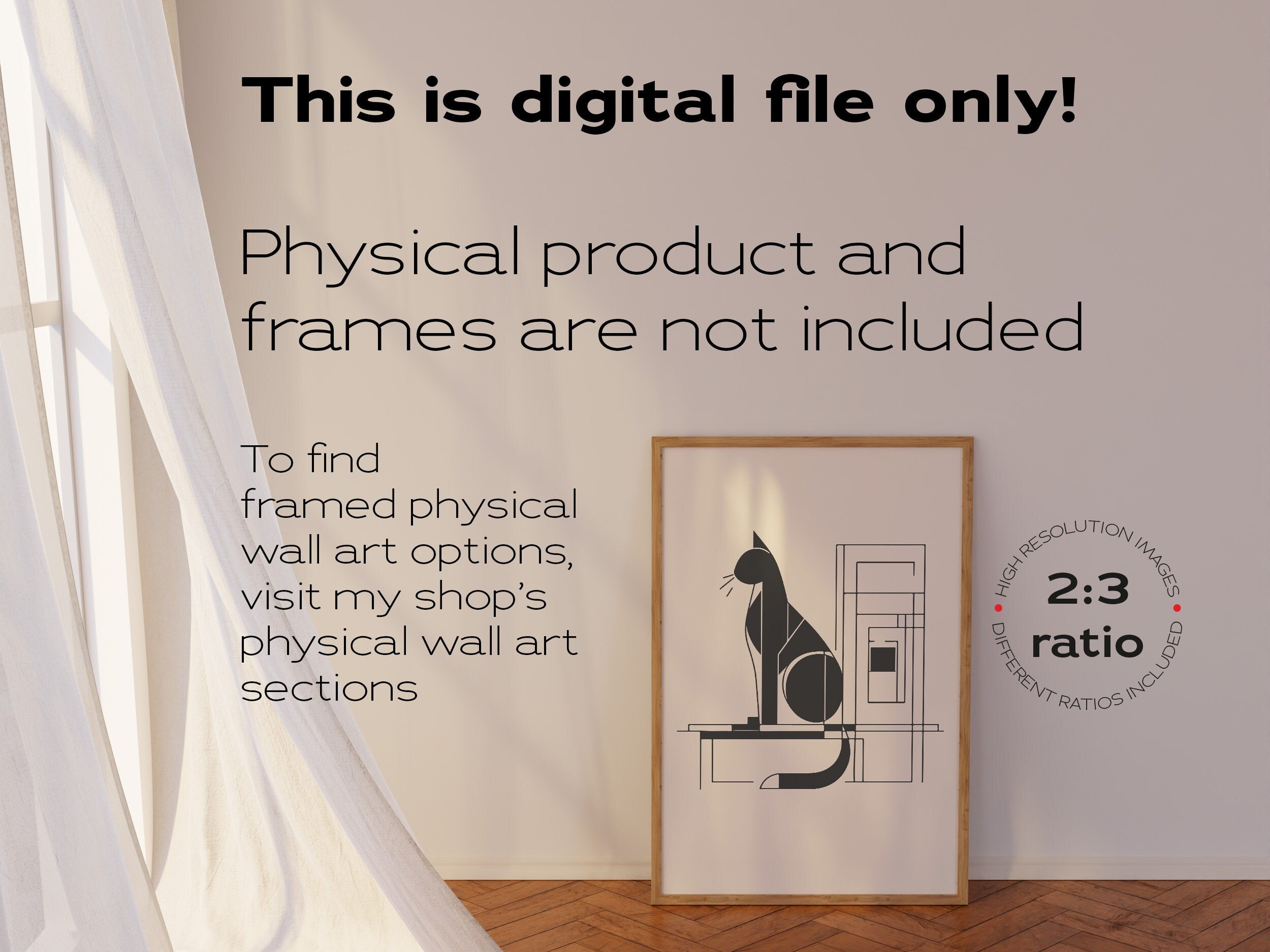 Cubist Line Art Cat Print for Contemporary Wall Decor, Minimalist Cat ...