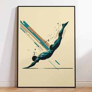 Framed Abstract Swimming Wall Art Print for Contemporary Home Style ...