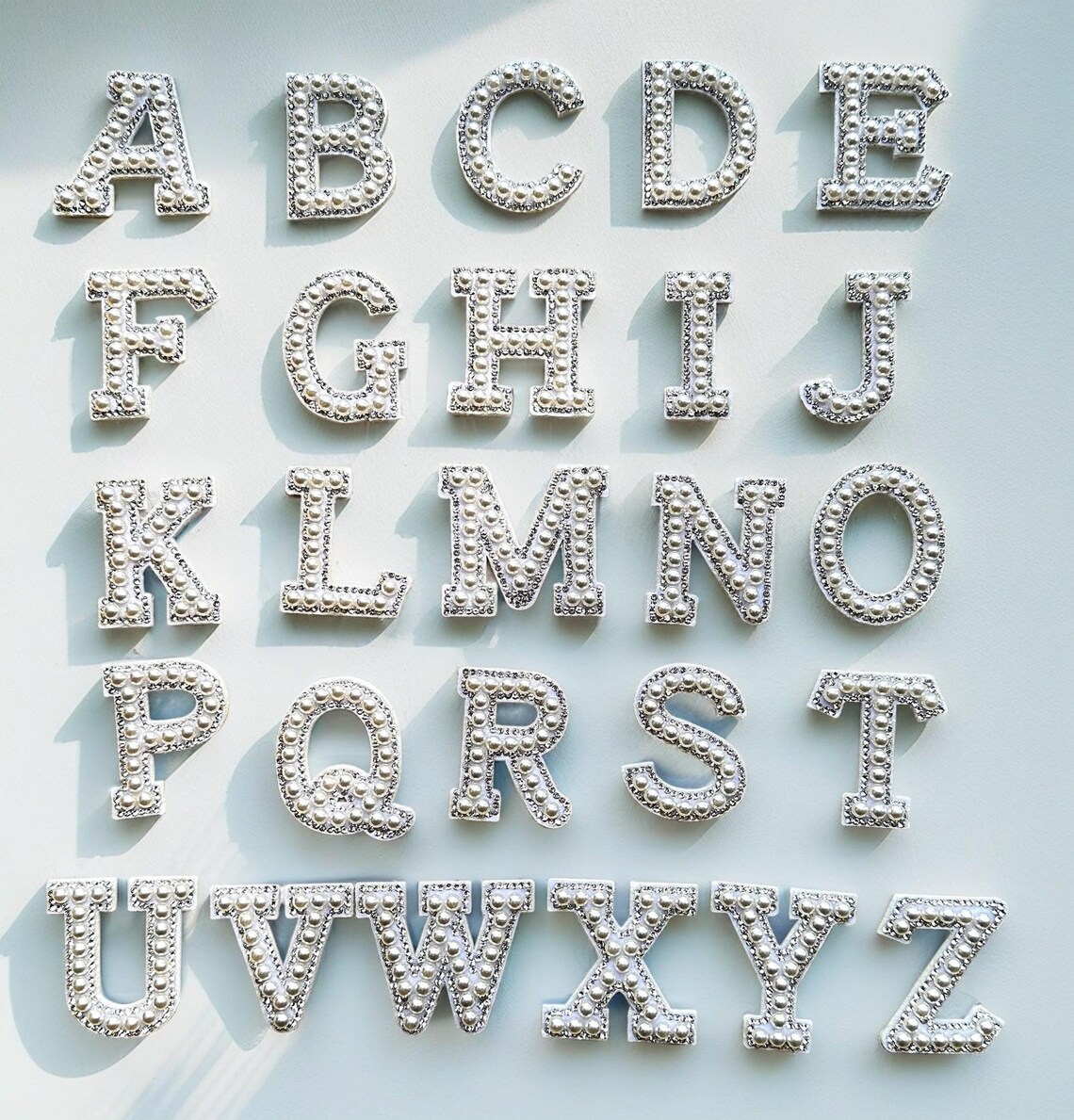 White Pearl Letter Patches,personalized White Pearl Letter Hot Stamping ...