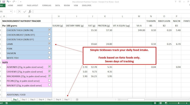 Nutrition Food Tracker Keto Macro & Micro Nutrients Planner Daily ...