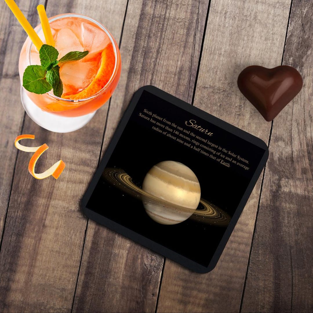 Planet Coaster Saturn Ceramic Coaster, Space Coaster Holder, Celestial ...