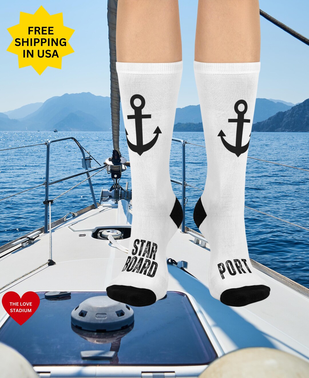 Sailor Socks Port Starboard Boatie Crew Sox Nautical Left Right Foot ...