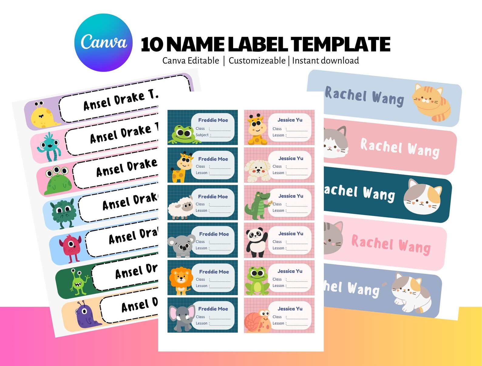 Personalized Cute Name Labels Template Back to School Labels Ideal for ...